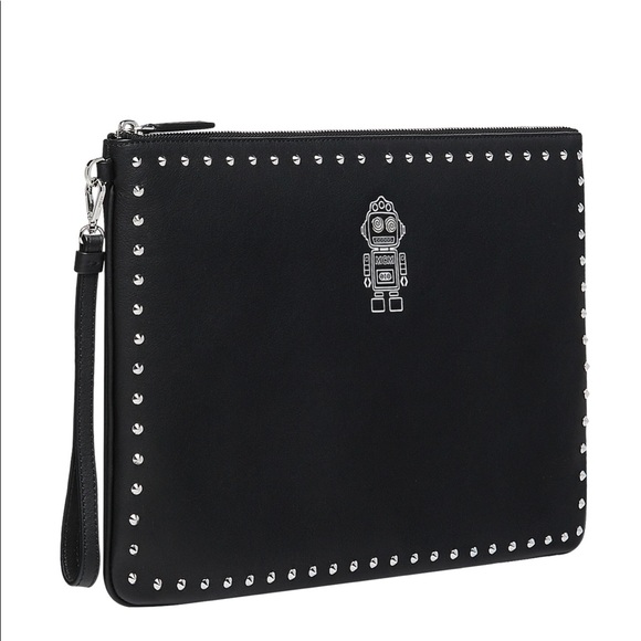 MCM | Bags | Mcm New Large Robot Black Leather Ipad Case Wristlet ...